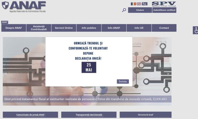 ANAF a publicat formularul PDF inteligent pentru depunerea declarației ...